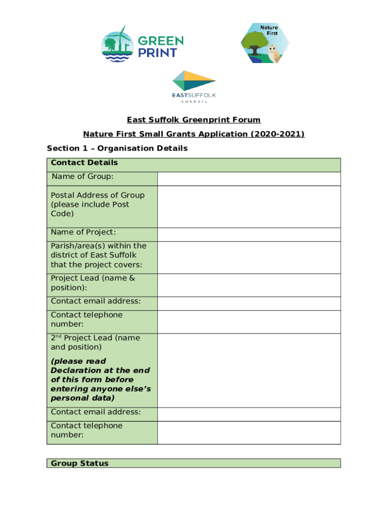 Nature-First-project-fund-application-. ... Doc Template | pdfFiller