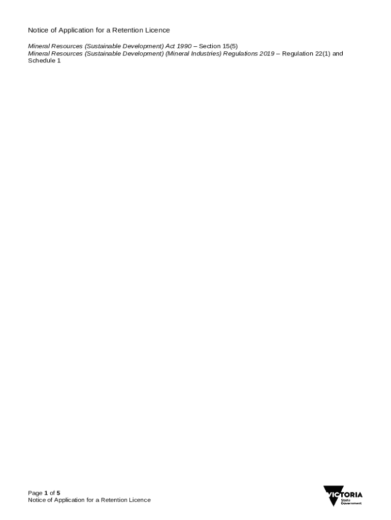 Notice of Application for a Retention Licence Doc Template | pdfFiller