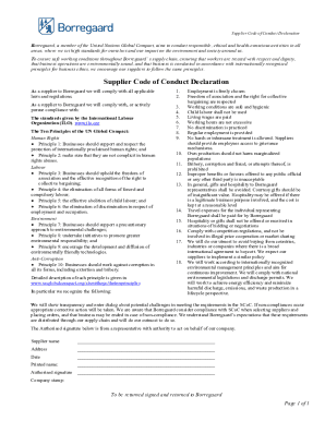 Fillable Online Supplier Approval Supplier Code of Conduct Fax Email ...