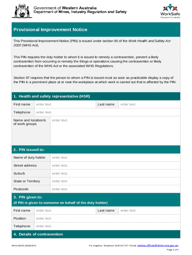 Provisional improvement notices (PINs) and direction to ... Doc ...