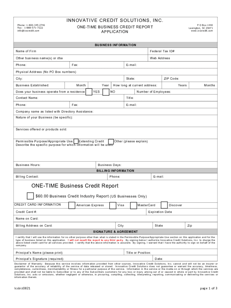 Fillable Online ICS Application FORM Business 1215 Fax Email Print ...