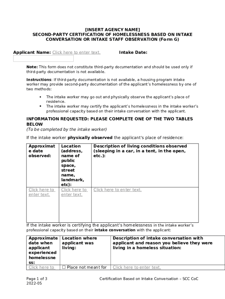 Second-Party Certification of Homelessness - Fill Out, Sign & Share ...