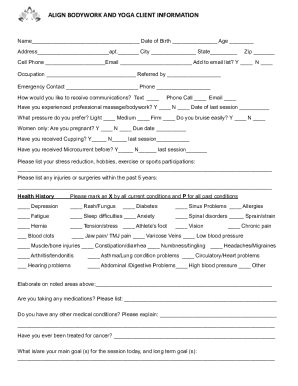 Fillable Online ALIGN CLIENT INTAKE FORM Fax Email Print - pdfFiller