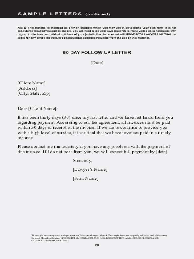 Fillable Online SAMPLE LETTERS (continued) Fax Email Print - pdfFiller
