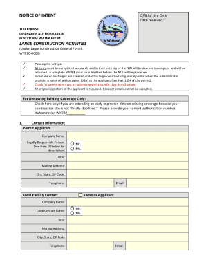 Fillable Online NOTICE OF INTENT LARGE CONSTRUCTION ACTIVITIES Fax Email Print - pdfFiller