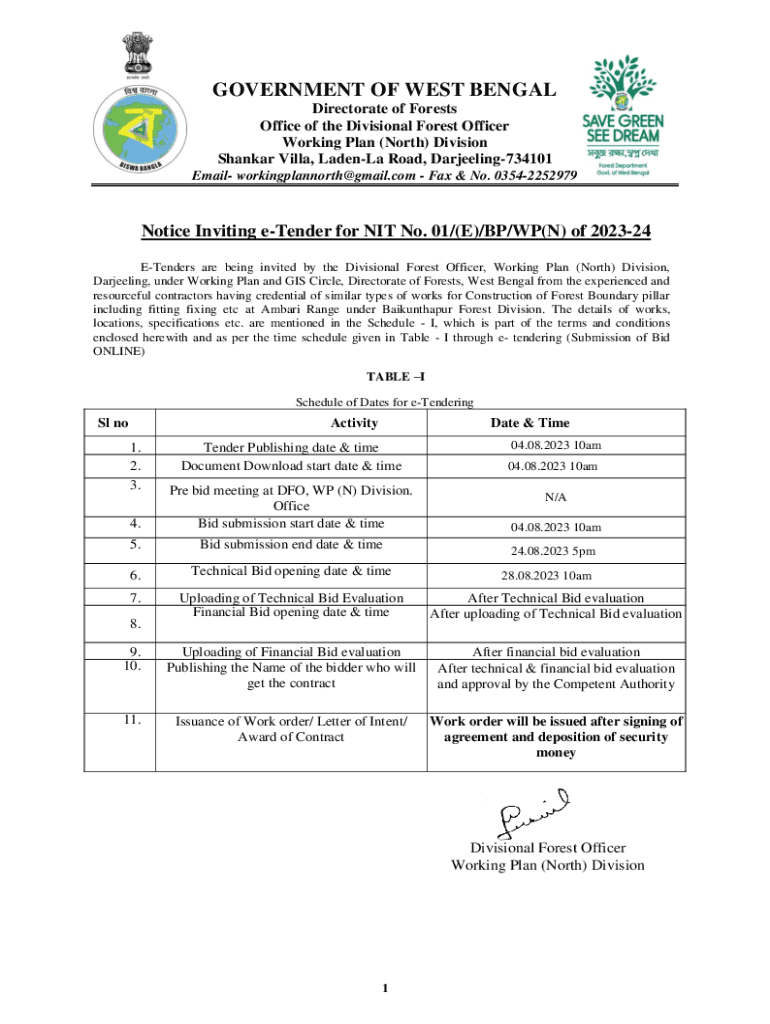 Fillable Online Divisional Forest Officer Working Plan North, Sankar ...