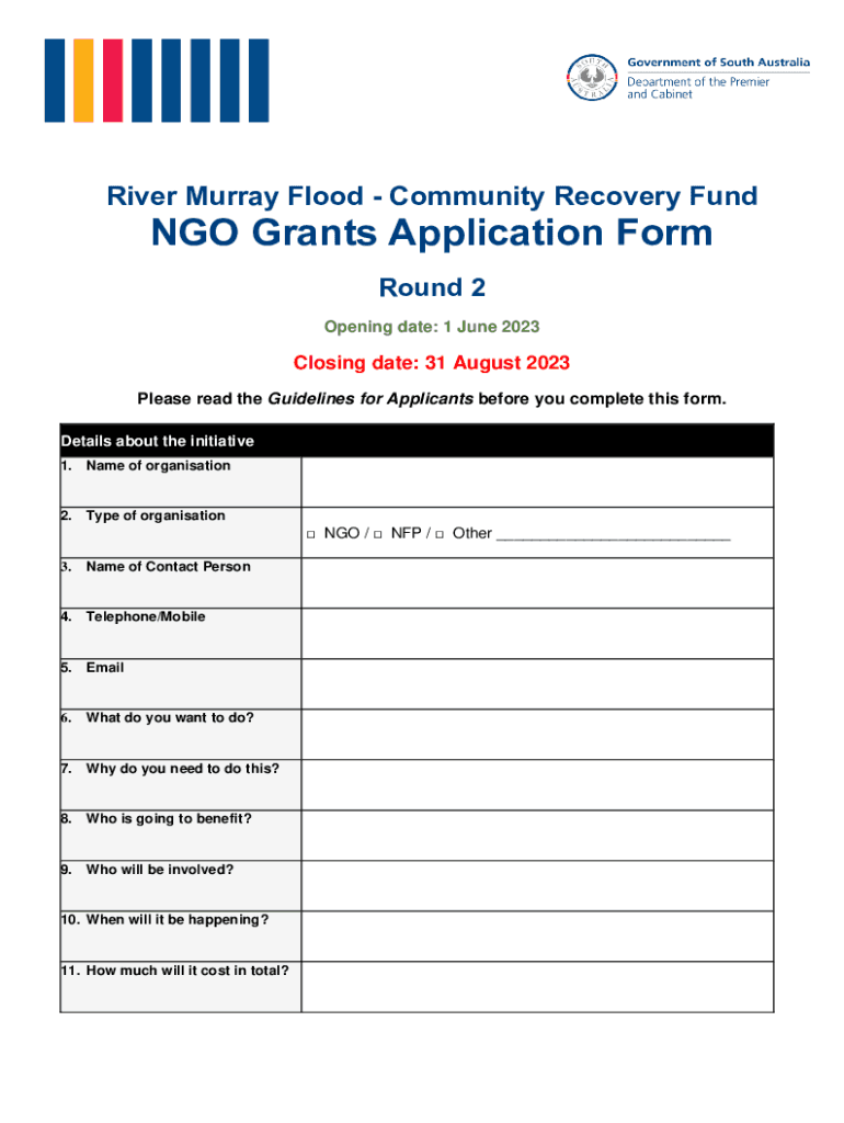 Fillable Online NGO Grants Application Form Fax Email Print - pdfFiller