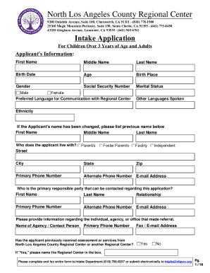 Fillable Online North Los Angeles County Regional CenterOne Degree Fax ...
