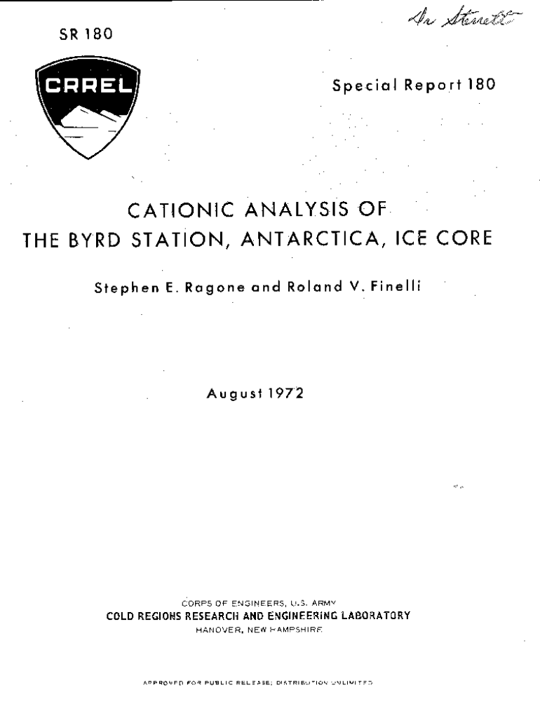 Fillable Online SR-180 CATIONIC ANALYSIS OF THE BYRD STATION ...