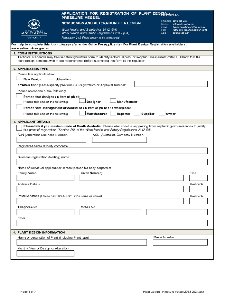 Fillable Online Registration of plant design application - SafeWork NSW ...