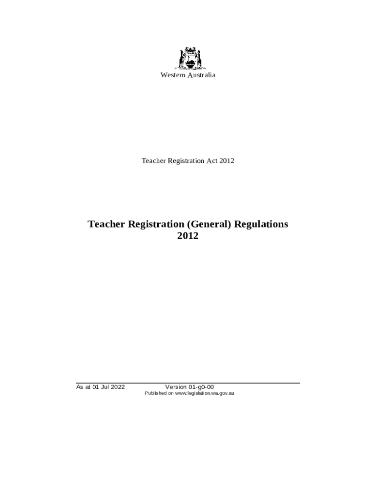 TEACHER REGISTRATION (GENERAL) REGULATIONS ... Doc Template | pdfFiller