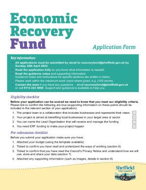 Fillable Online Sheffield Economic Recovery Fund Application Form ...