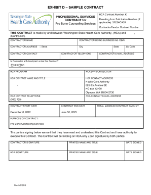 Fillable Online EXHIBIT DSAMPLE CONTRACT Fax Email Print - pdfFiller