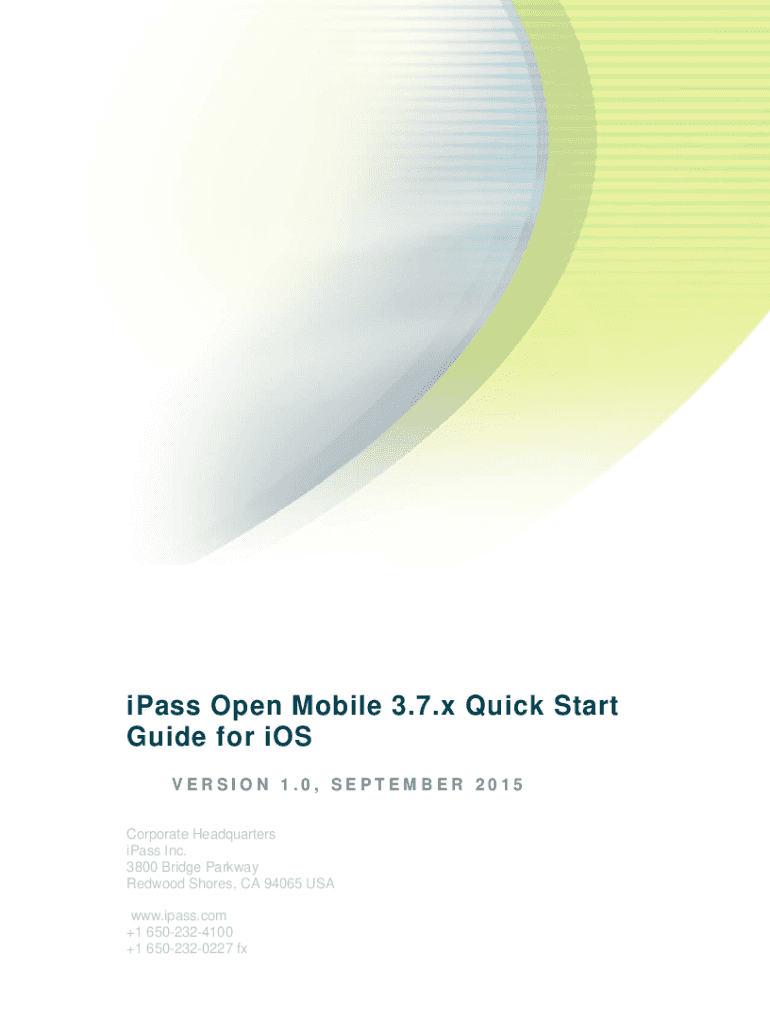 Fillable Online iPass Open Mobile 3.6.x for iOS Quick Start Guide Fax ...