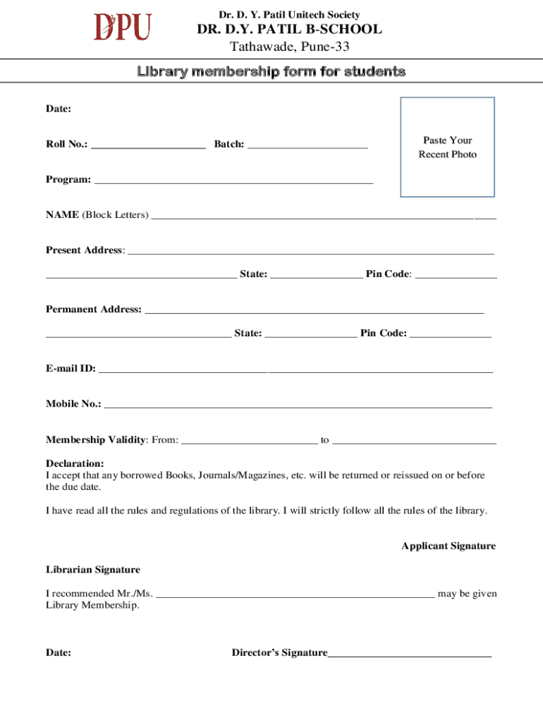 Fillable Online Library-Membership-Form-for-Students.pdf Fax Email ...
