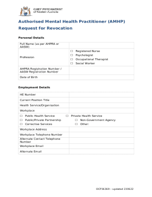 AMHP Request for Revocation Doc Template | pdfFiller
