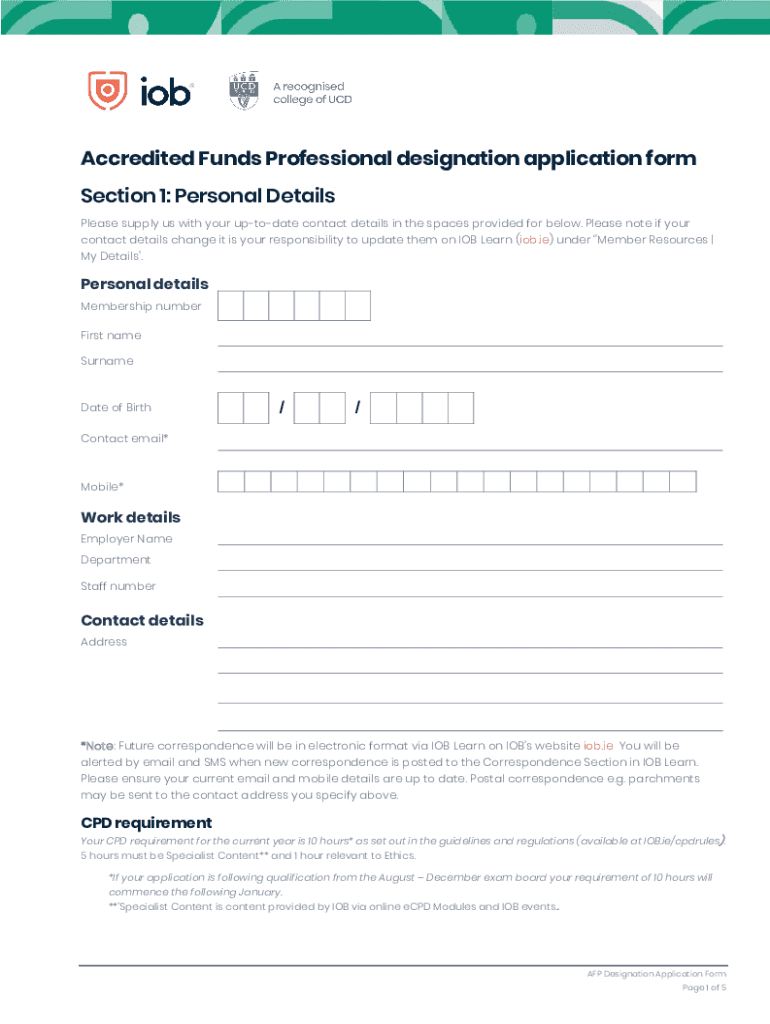 Fillable Online Accredited Funds Professional designation application ...