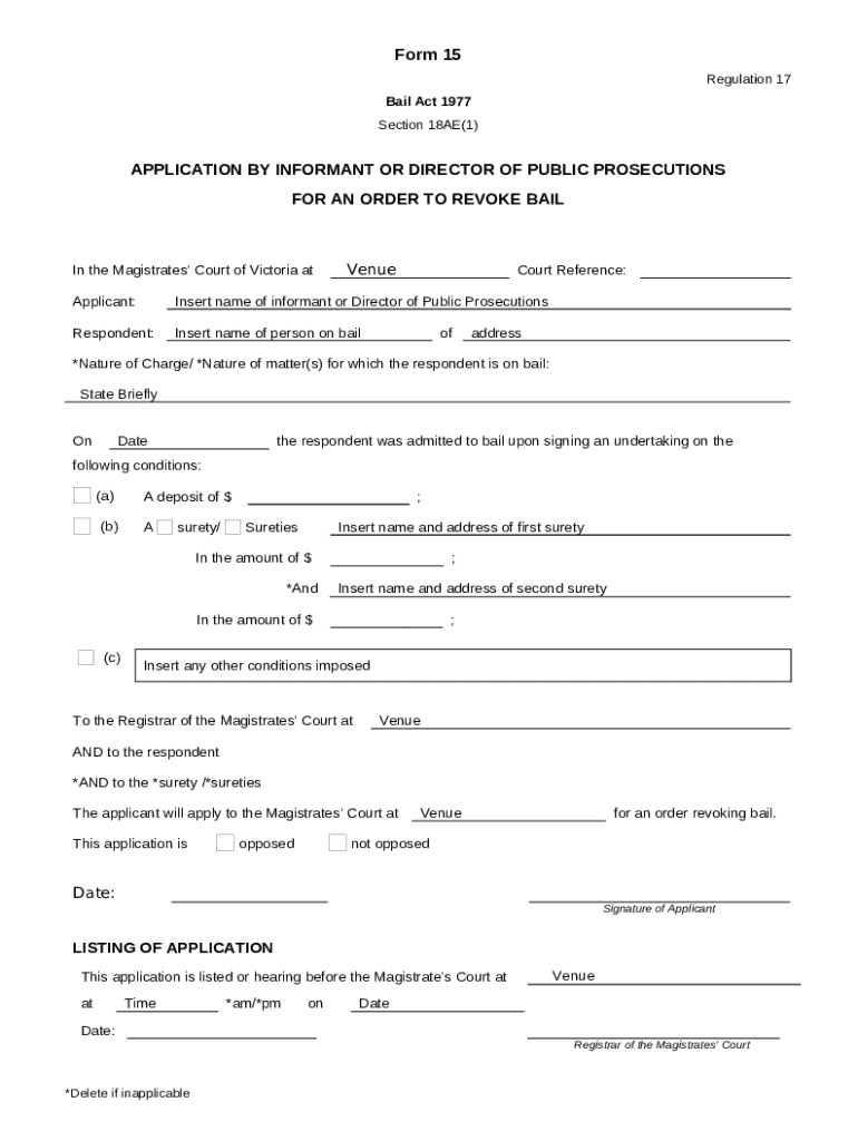 15 - Application by inant or DPP to revoke bail.docx Doc Template ...