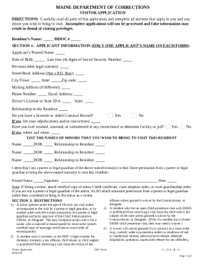 MCC Visit Request Department of Corrections Doc Template | pdfFiller