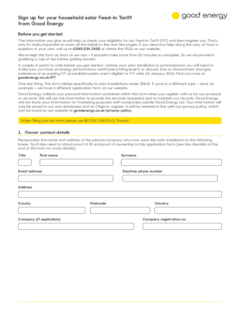 Fillable Online Feed-In Tariff (FIT): Explanation, History and Uses Fax ...