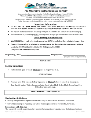 Fillable Online Pre-operative and Post-operative Instructions Fax Email Print - pdfFiller
