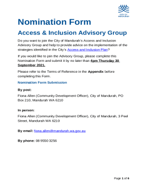 Nomination 2017- AccessInclusion Advisory Group ... Doc Template ...