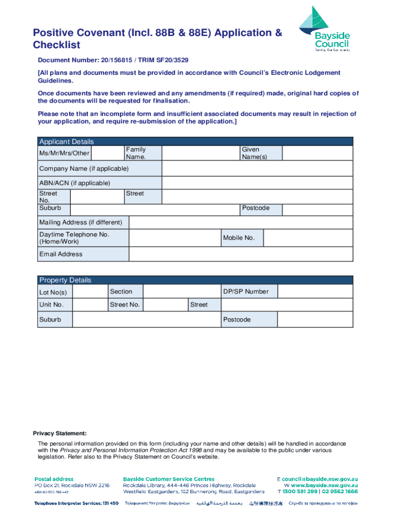 Fillable Online 20 156815Application Form and Checklist - Positive ...