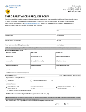Fillable Online THIRD PARTY ACCESS REQUEST FORM Fax Email Print - pdfFiller