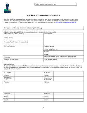 job application section a Doc Template | pdfFiller