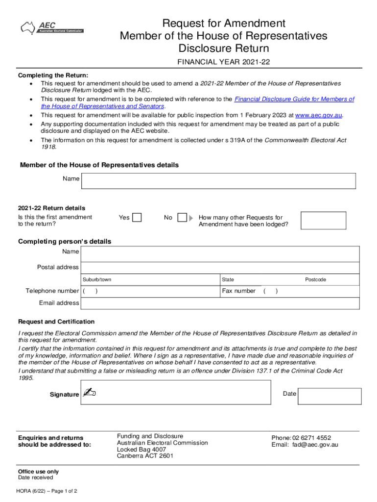 Fillable Online Request for Amendment Member of the House of ... Fax ...