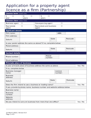 Application for a property agent licence as a firm (Partnership) - nt ...