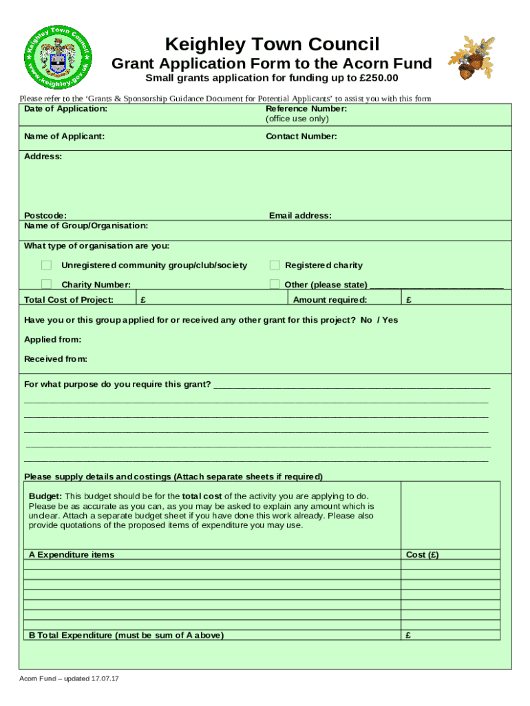 Apply for a Council Grant - keighley gov Doc Template | pdfFiller