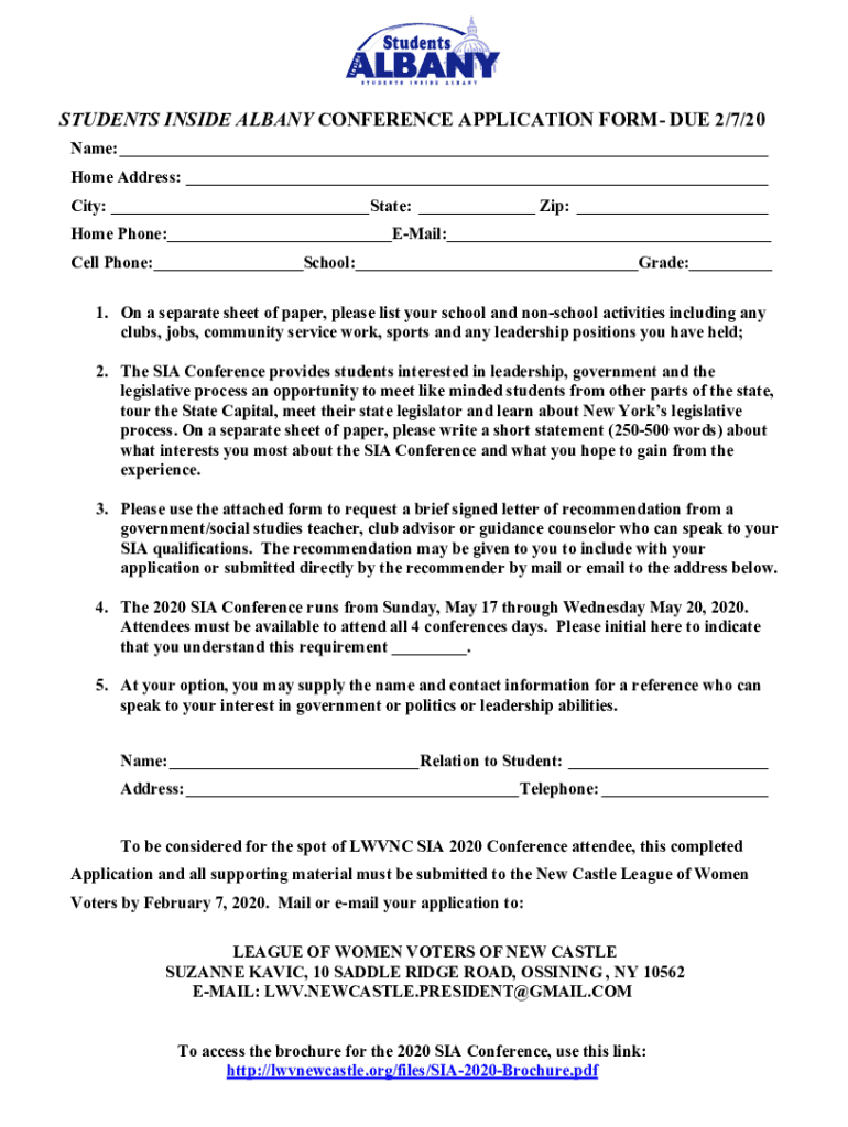 Fillable Online SIA Sample Application 2020 Fax Email Print - pdfFiller