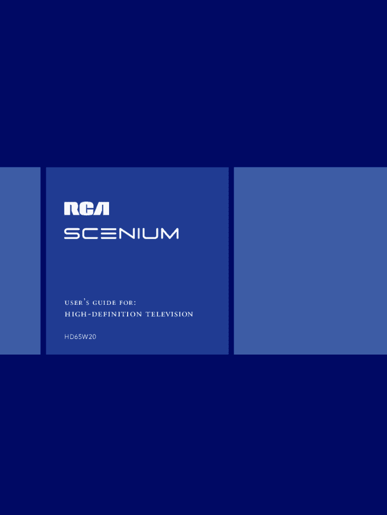 Fillable Online RCA HD65W20 SCENIUM High-Definition Television User's ...