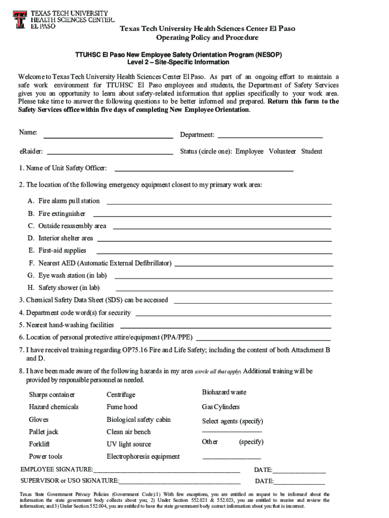 Fillable Online About + ContactTech Talk: TTUHSC El Paso News and ...