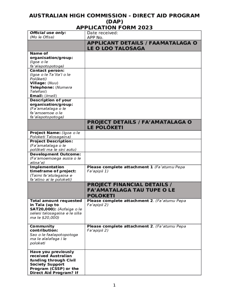 application - Australian High Commission, Samoa Doc Template | pdfFiller