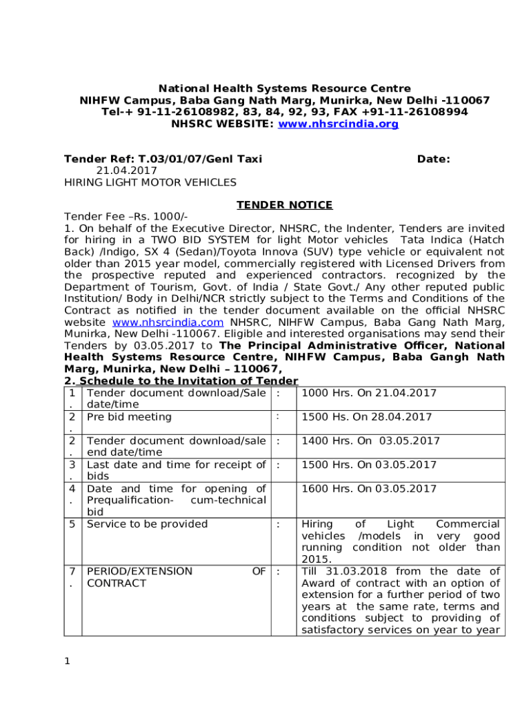 Tender Taxi hiring 2015(1).docx Doc Template | pdfFiller
