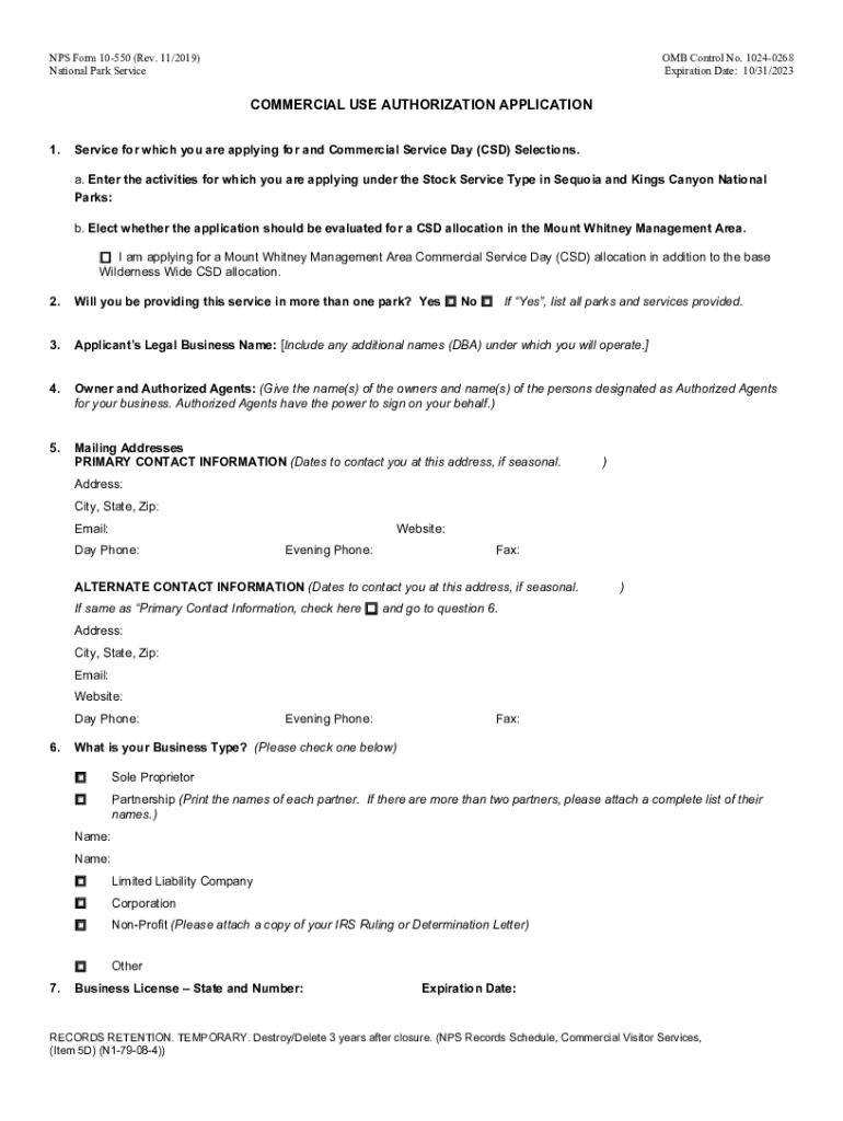 Fillable Online COMMERCIAL USE AUTHORIZATION STOCK APPLICATION Fax ...