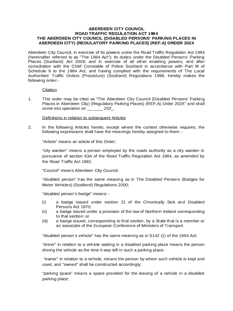 Traffic Management-Proposed traffic regulation orders ...