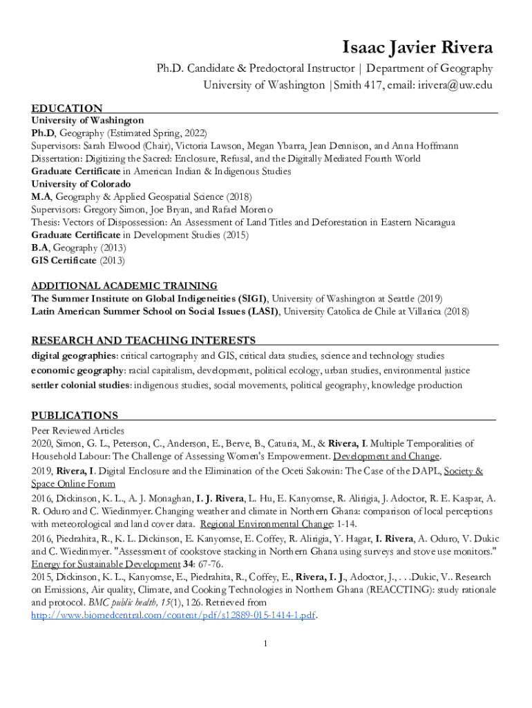 Fillable Online geography washington Isaac Javier Rivera - Department ...