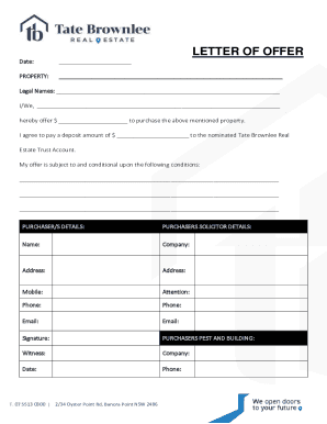 Fillable Online Free Real Estate Offer Letter Template Downloadable Fax ...