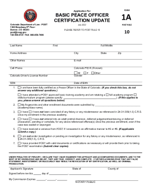 Fillable Online CertificationColorado Peace Officer Standards and ...