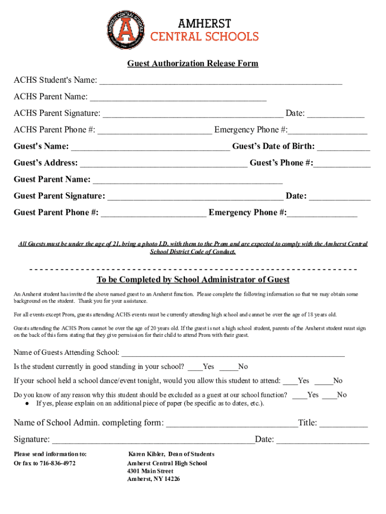 Fillable Online University High School Guest Request Form Fax Email ...