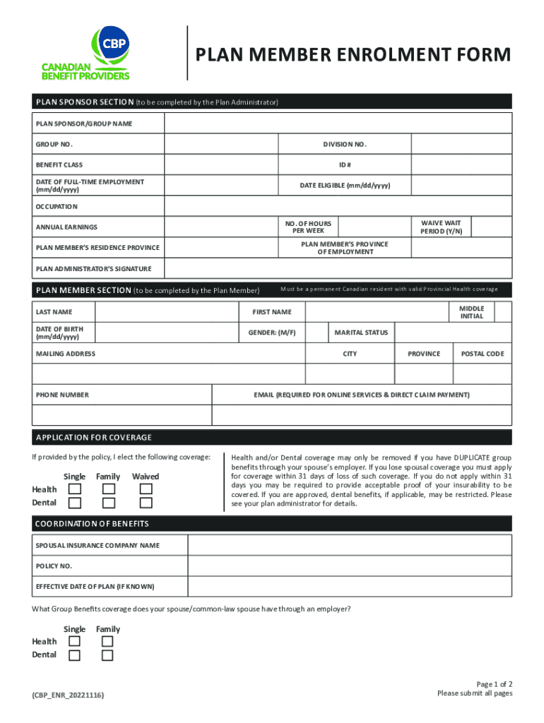 Fillable Online CLAIM FORM - Canadian Benefit Providers Inc Fax Email ...