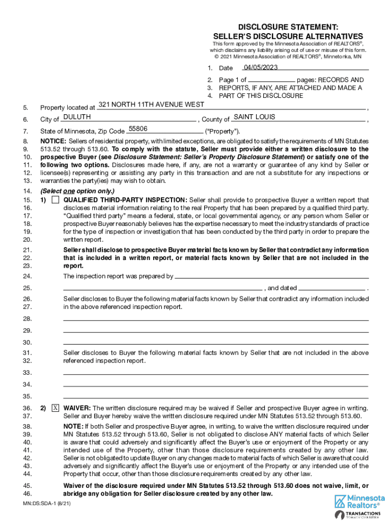 Fillable Online DISCLOSURE STATEMENT: SELLERS DISCLOSURE ... - imgix ...