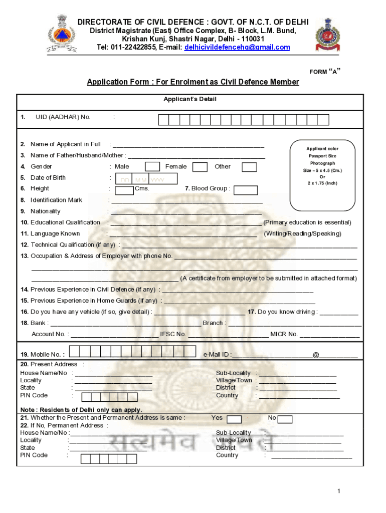 Fillable Online Civil Defence FormFill Out and Use This PDF Fax Email ...