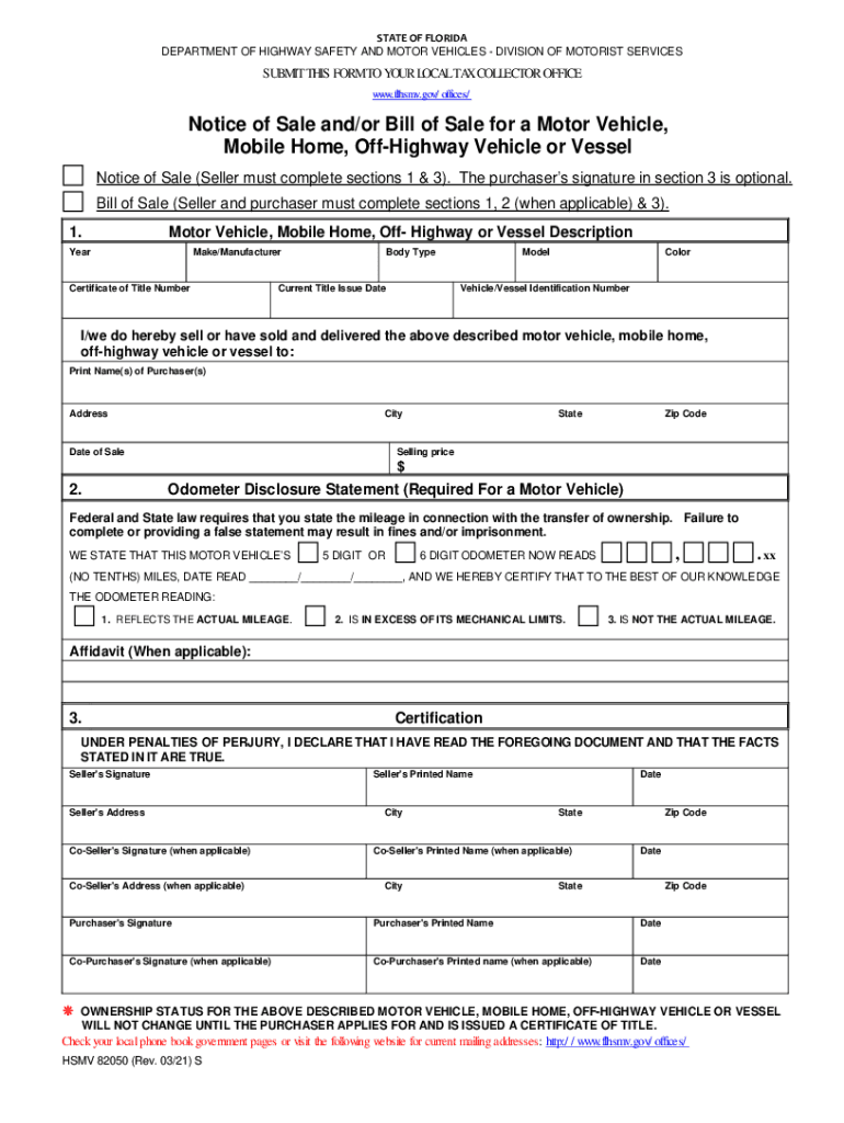 Florida Title Transfer Information Packet - Blank Fillable Template ...