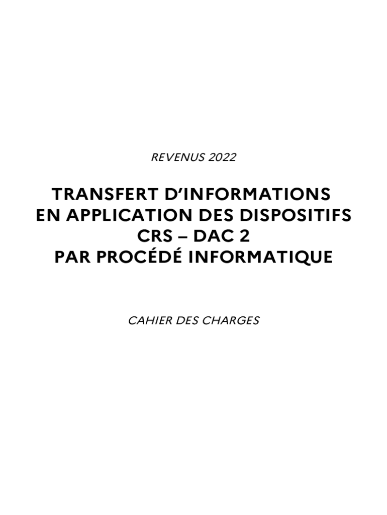 Remplissable En Ligne Cahier des charges CRS XML V2.9. Cahier Des ...