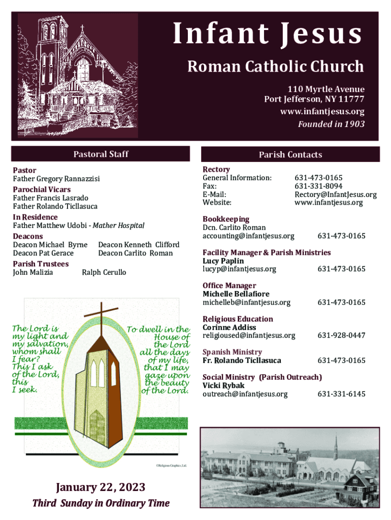 Fillable Online INFANT JESUS Roman Catholic Church 110 Myrtle ... Fax ...