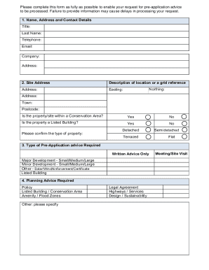 Fillable Online Pre-application advice non householder request form Fax ...